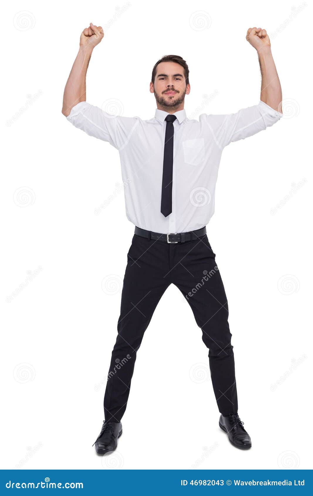 Smiling Businessman Lifting Up Something Heavy Stock Image - Image of ...