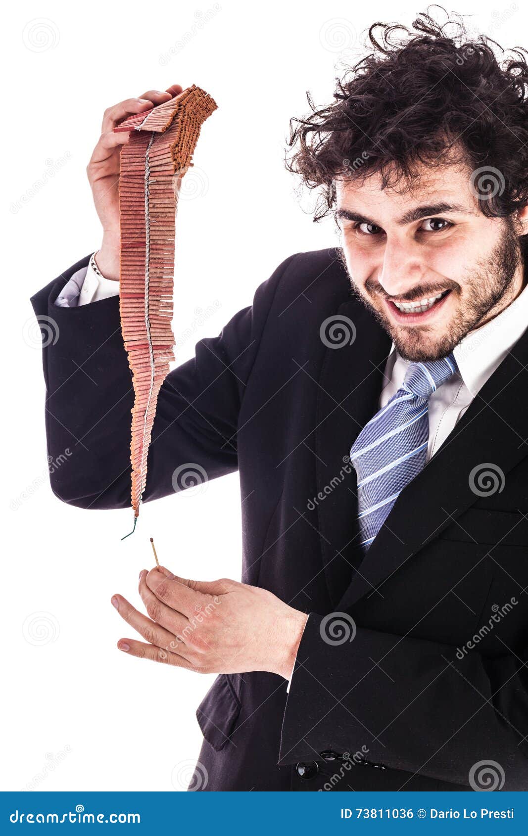 Smiling Businessman Lighting Firecrackers Stock Photo - Image of ...