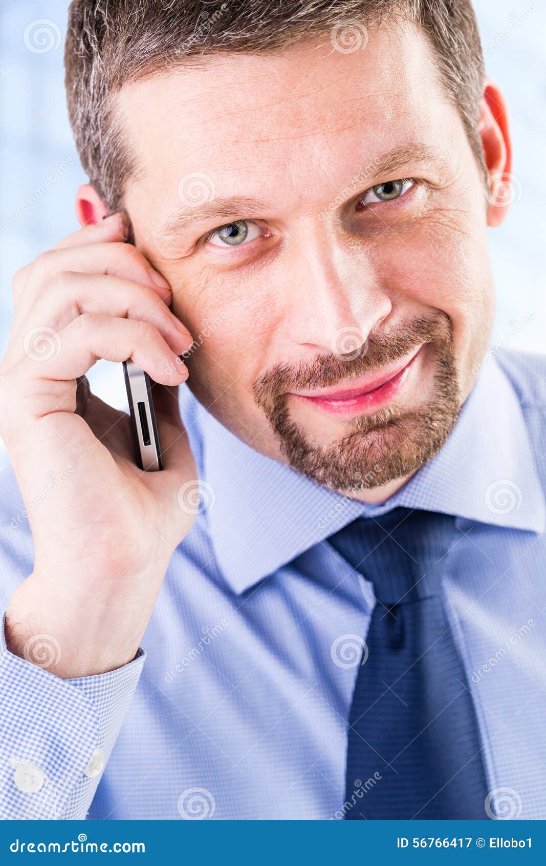Smiling Businessman Making a Phone Call. Stock Image - Image of looking ...