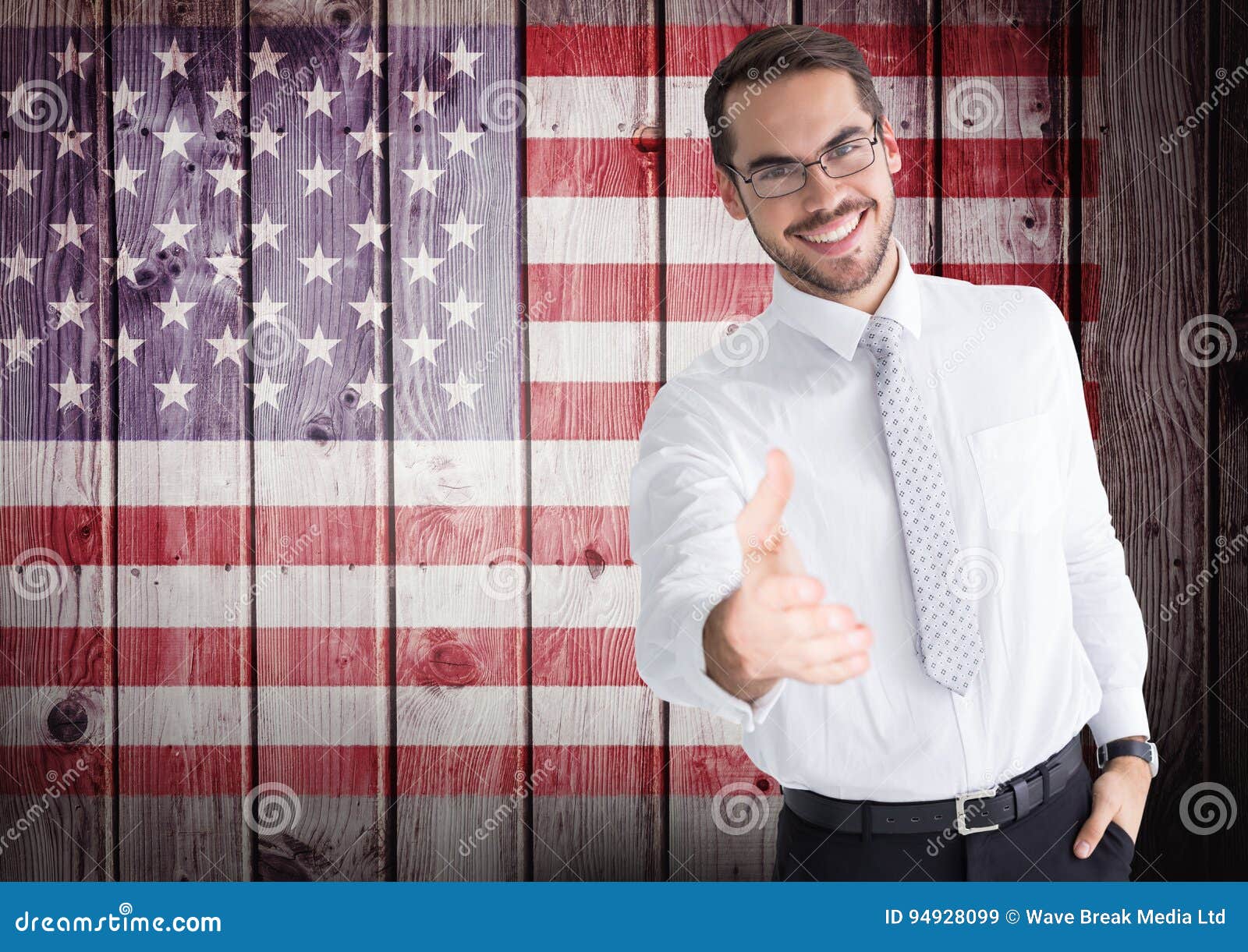 Smiling Businessman Offering His Hand for Independence Day Stock Image ...