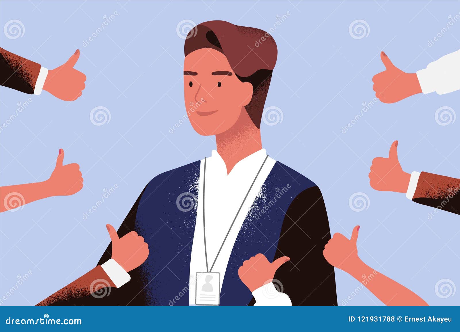 Smiling Businessman or Office Worker Surrounded by Hands Demonstrating ... Smiling Businessman or Office Worker Surrounded by Hands Demonstrating ...