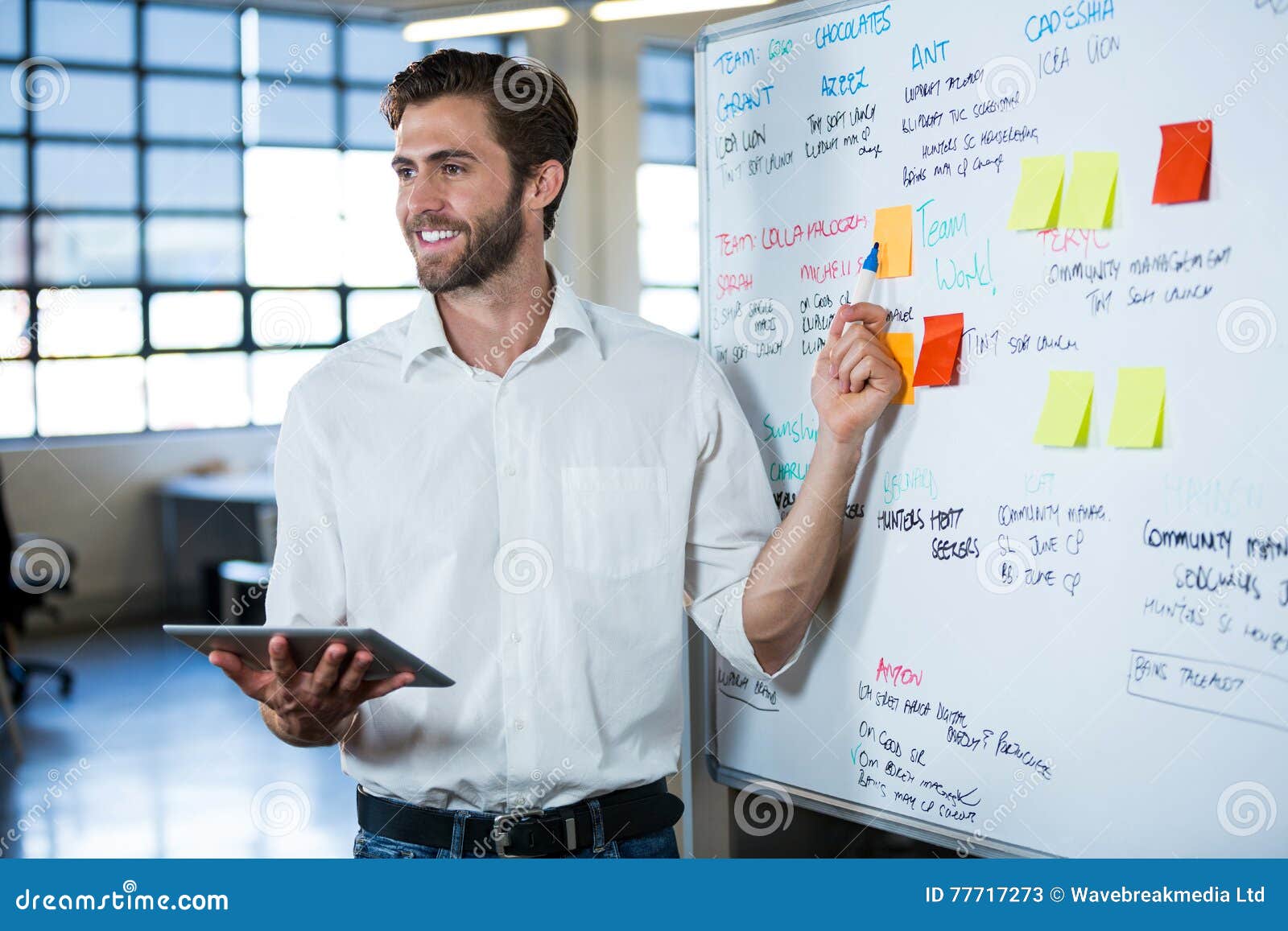 Smiling Businessman Pointing on Whiteboard Stock Image - Image of ... Smiling Businessman Pointing on Whiteboard Stock Image - Image of ...