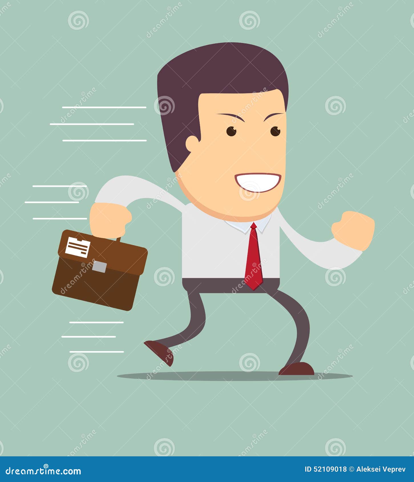Smiling Businessman Running To Work. Stock Vector - Illustration of ...