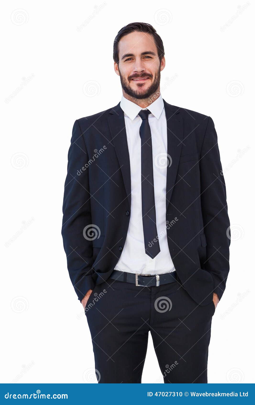 Smiling Businessman in Suit Standing with Hands in Pockets Stock Photo ... Smiling Businessman in Suit Standing with Hands in Pockets Stock Photo ...