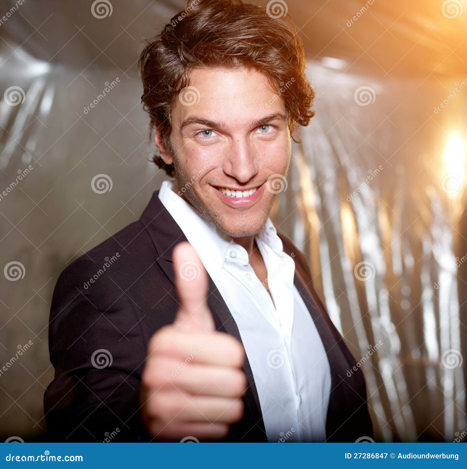 Smiling Businessman with Thump Up Stock Image - Image of businessman ...