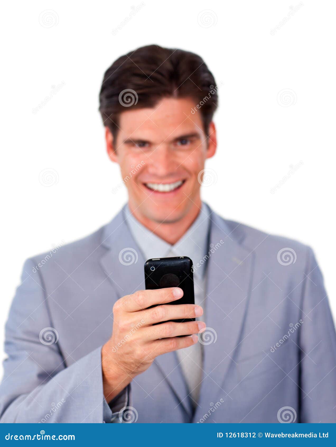 Smiling Businessman Using a Mobile Phone Stock Photo - Image of happy ...