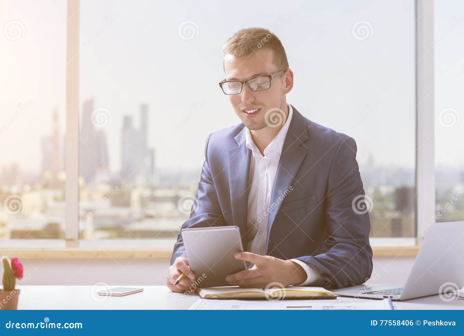 Smiling Businessman Using Tablet Stock Photo - Image of professional ... Smiling Businessman Using Tablet Stock Photo - Image of professional ...
