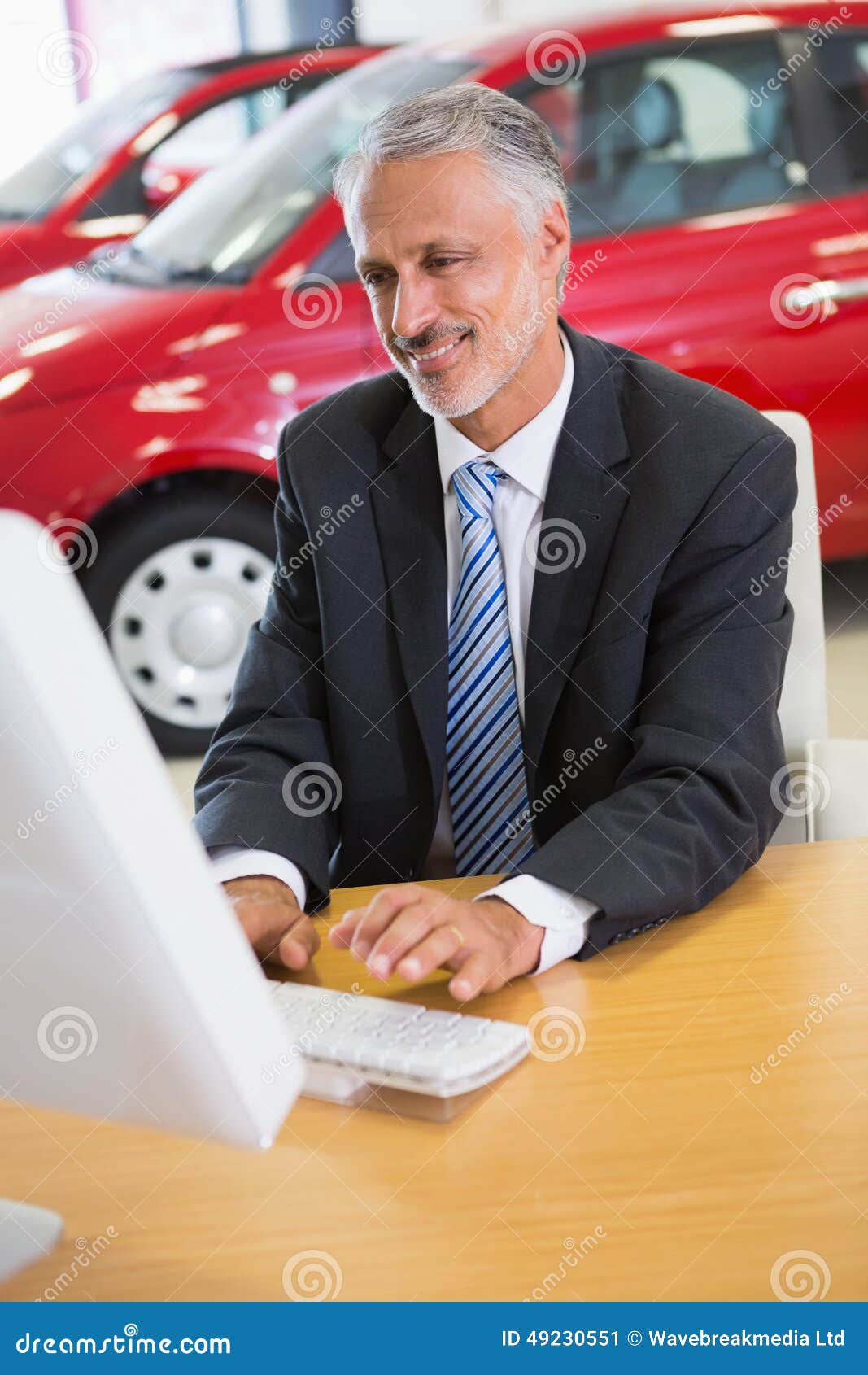 Smiling Businessman Working on Computer Stock Image - Image of monitor ...