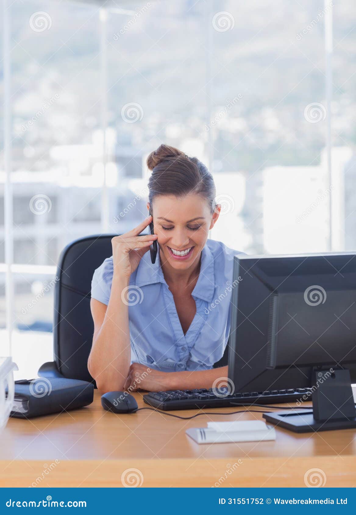 Smiling Businesswoman Calling Stock Photo - Image of happy, electronic ...