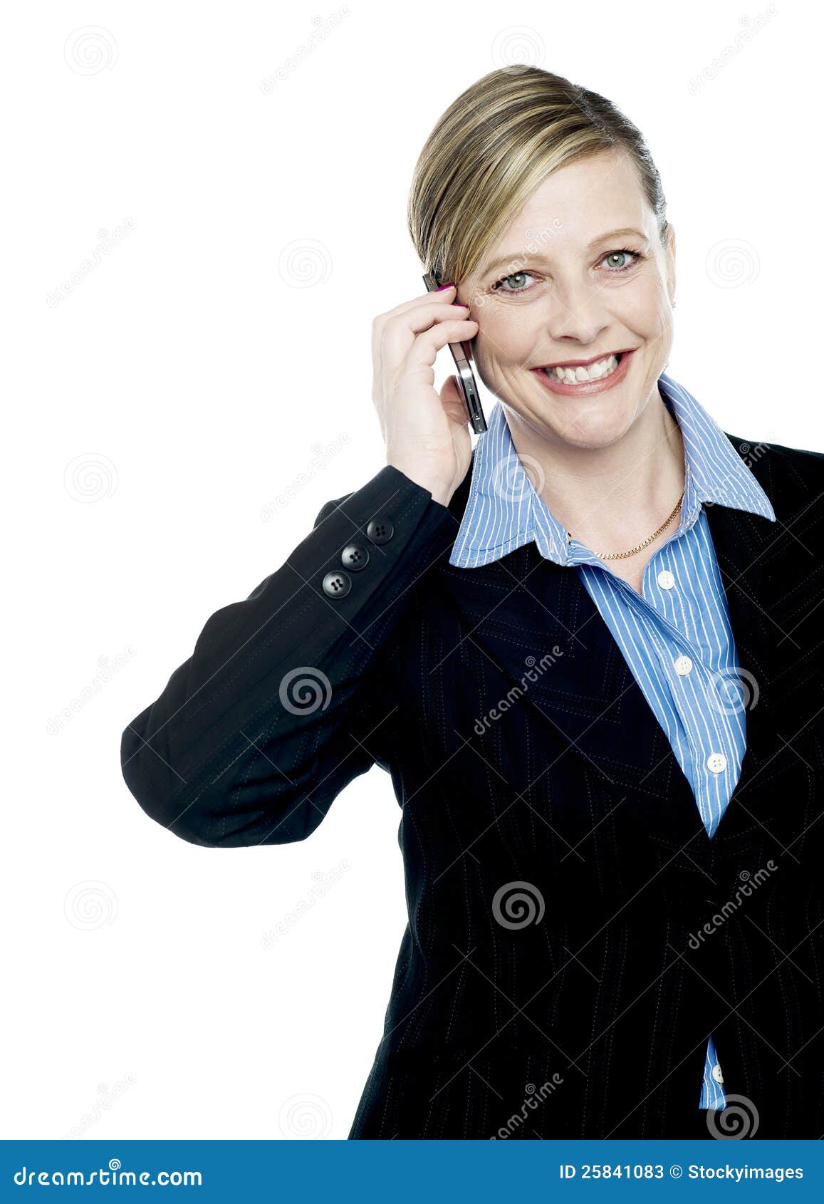 Smiling Businesswoman Communicating Stock Image - Image of ...
