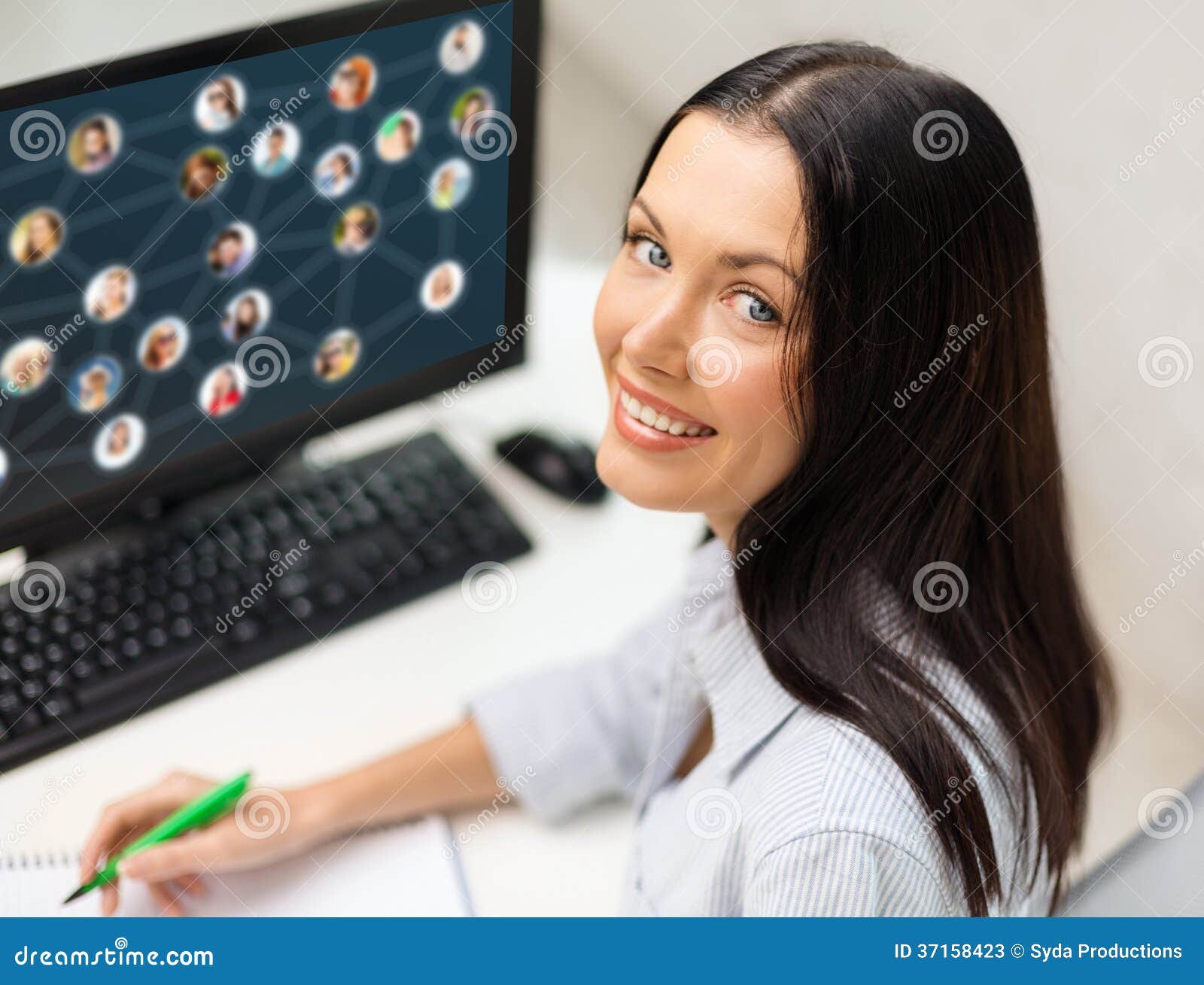 Smiling Businesswoman with Computer Stock Image - Image of communicate ...