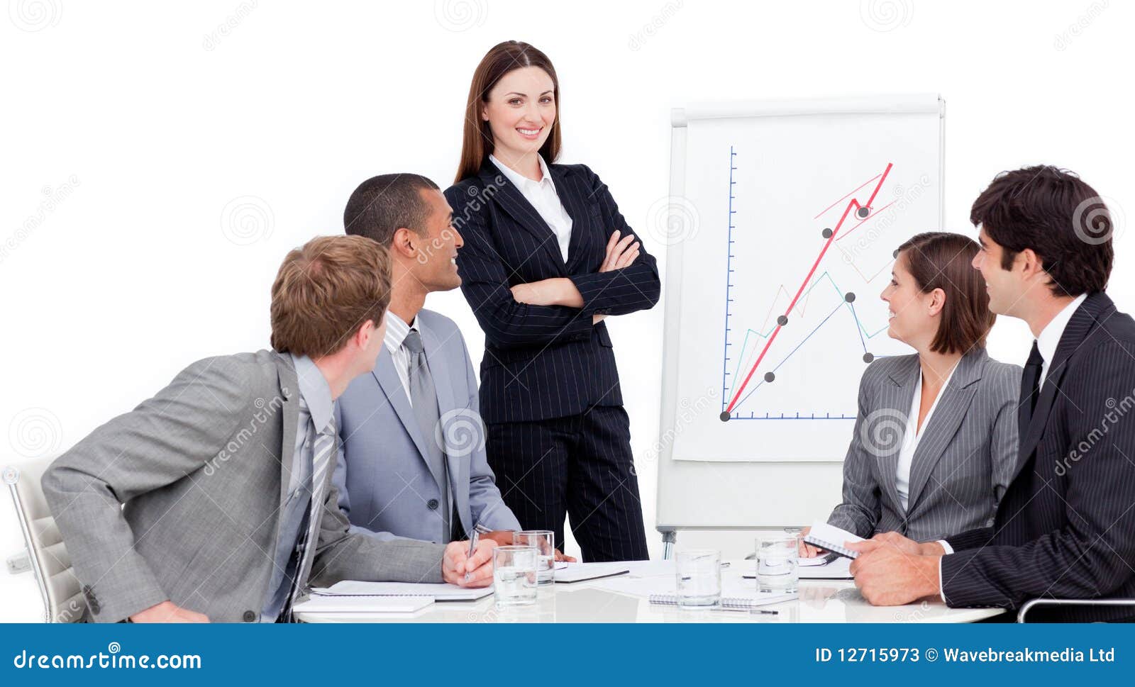 Smiling Businesswoman Giving a Presentation Stock Image - Image of ...