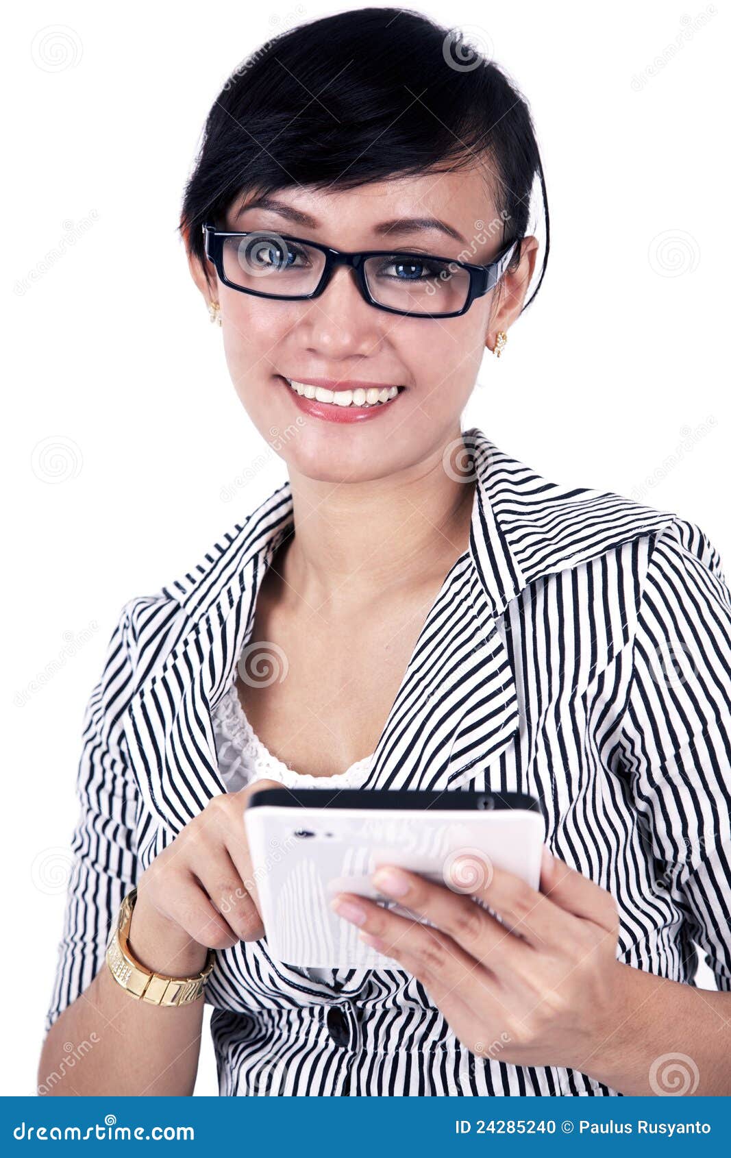 Smiling Businesswoman with IPad Tablet Stock Photo - Image of adult ...