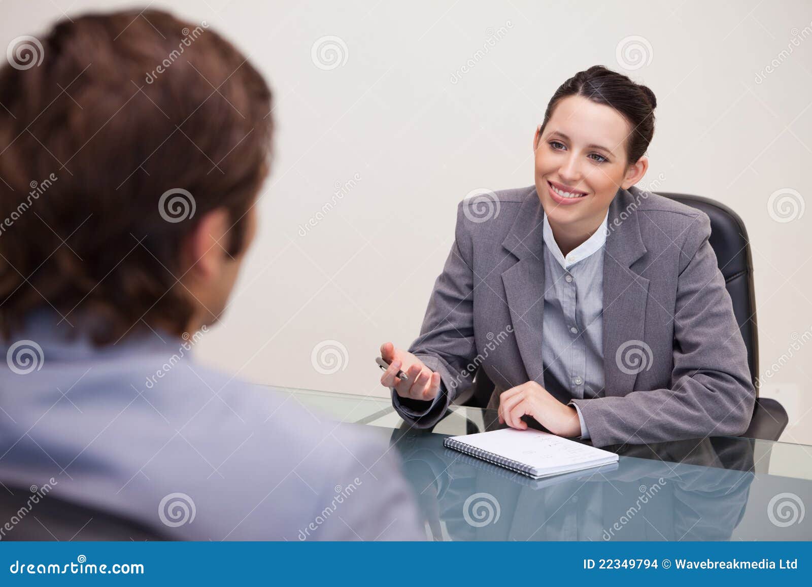 Smiling Businesswoman in a Negotiation Stock Photo - Image of people ...