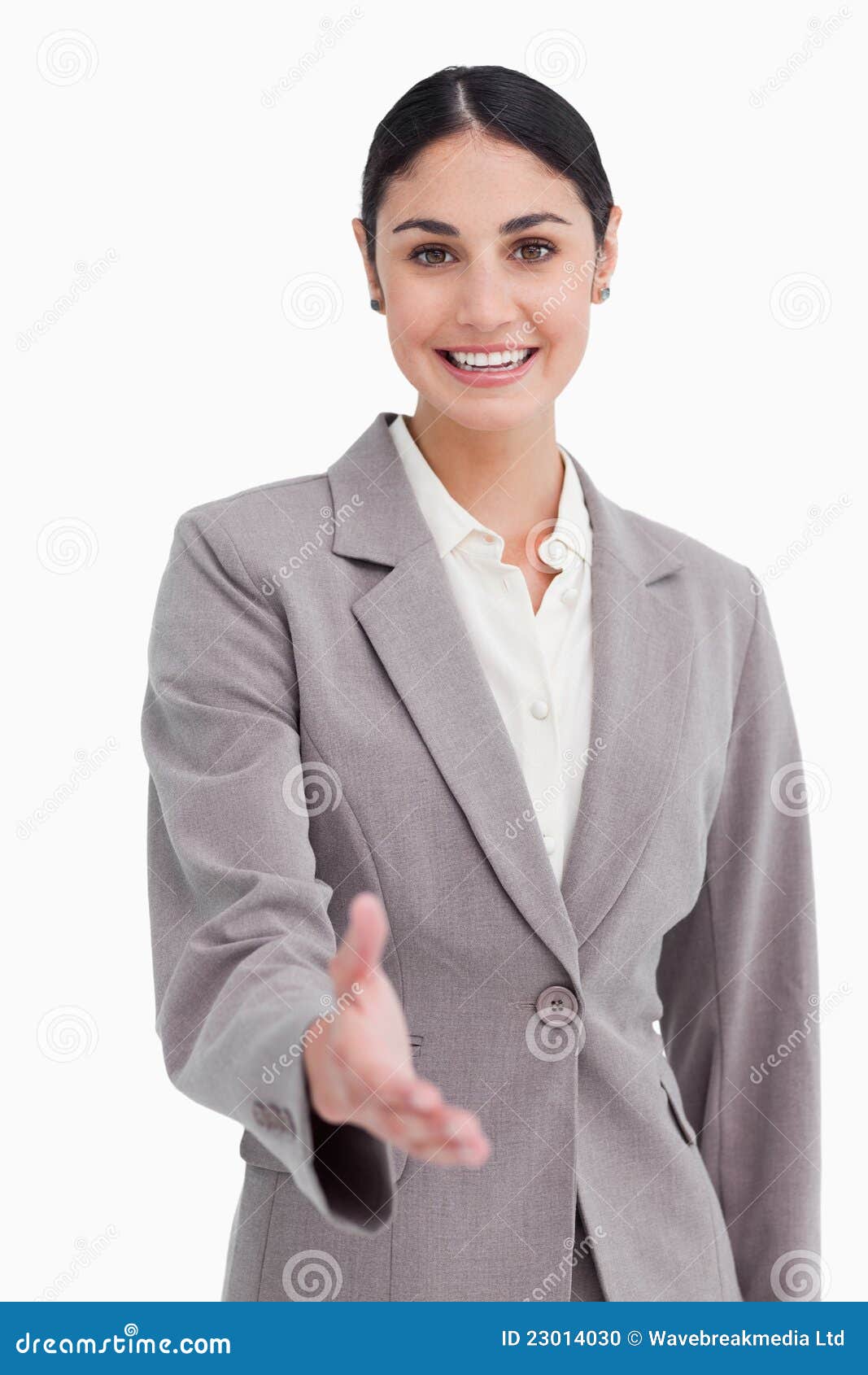 Smiling Businesswoman Offering Her Hand Stock Photo - Image of person ...