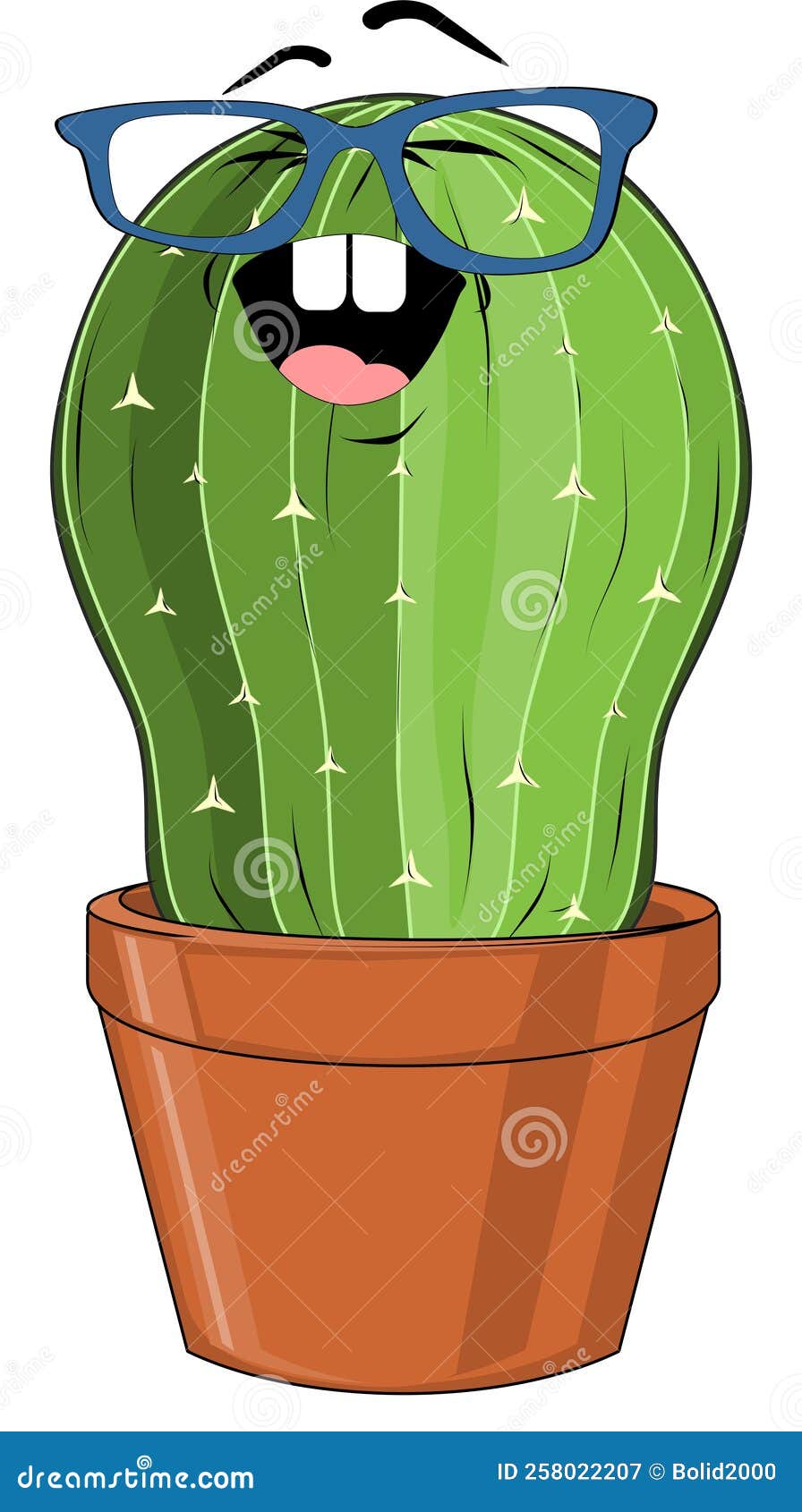 Green cactus cartoon stock illustration. Illustration of cactus - 258022207