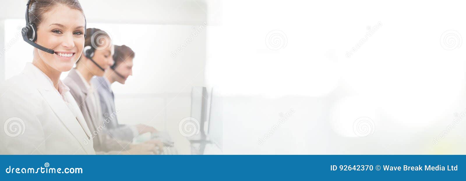 Smiling call center agent stock photo. Image of agent - 92642370