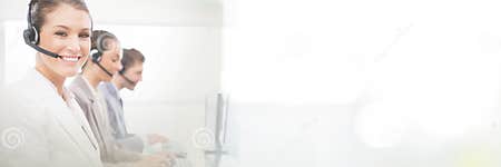 Smiling call center agent stock photo. Image of agent - 92642370