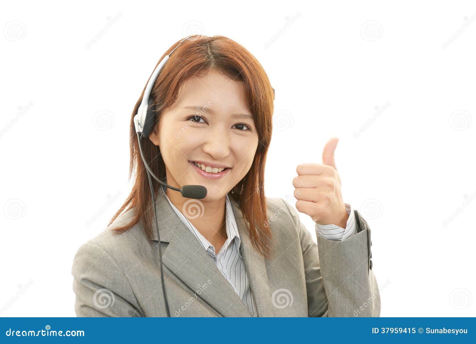 Smiling Call Center Operator Stock Image - Image of communication ...