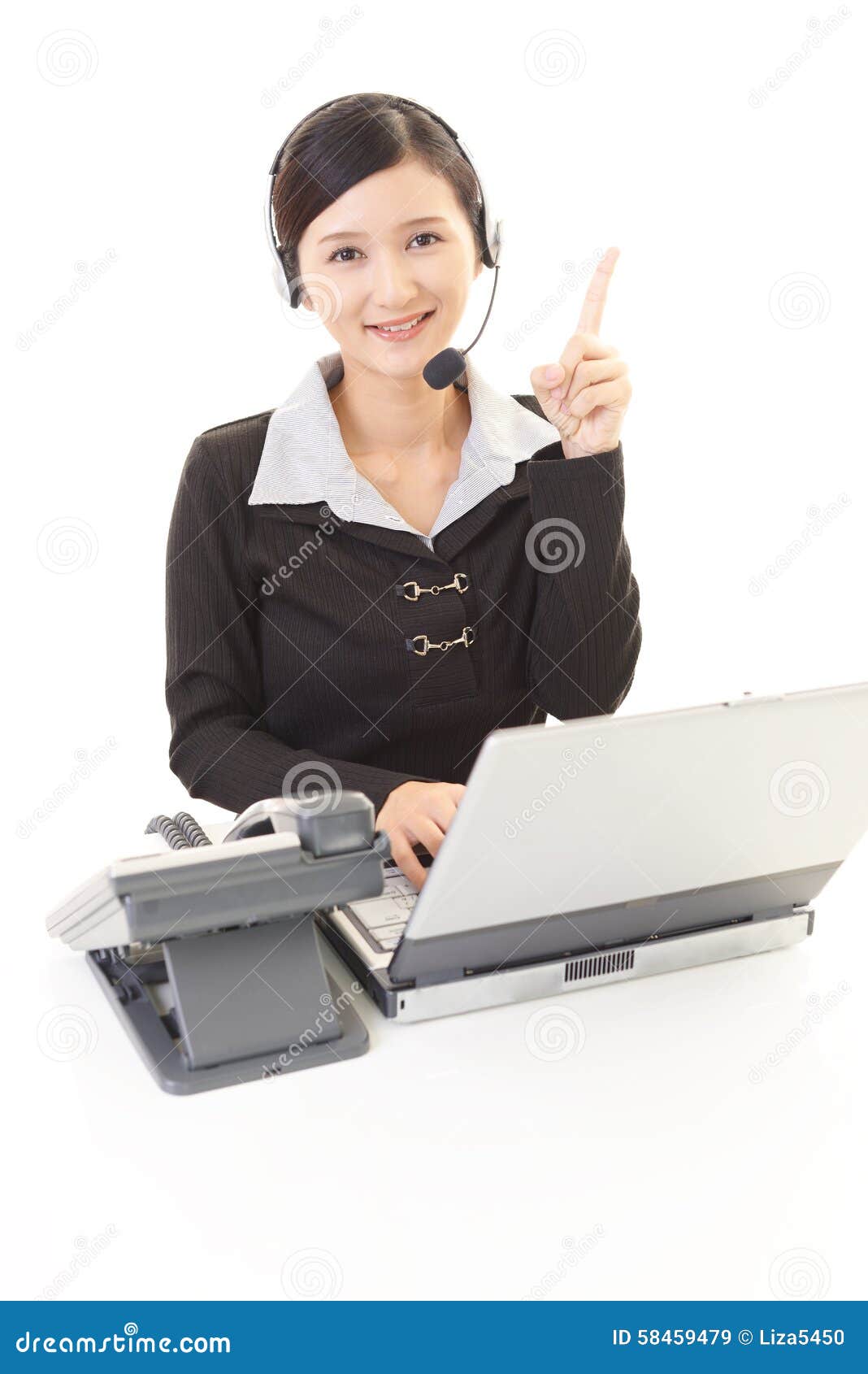 Smiling Call Center Operator Stock Image - Image of happy, headset: 58459479