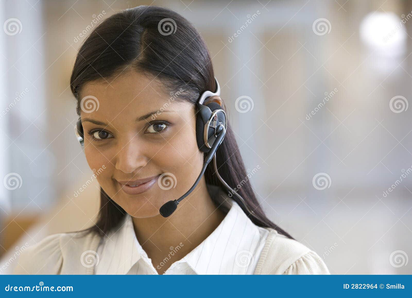 Smiling call center woman stock photo. Image of communication - 2822964