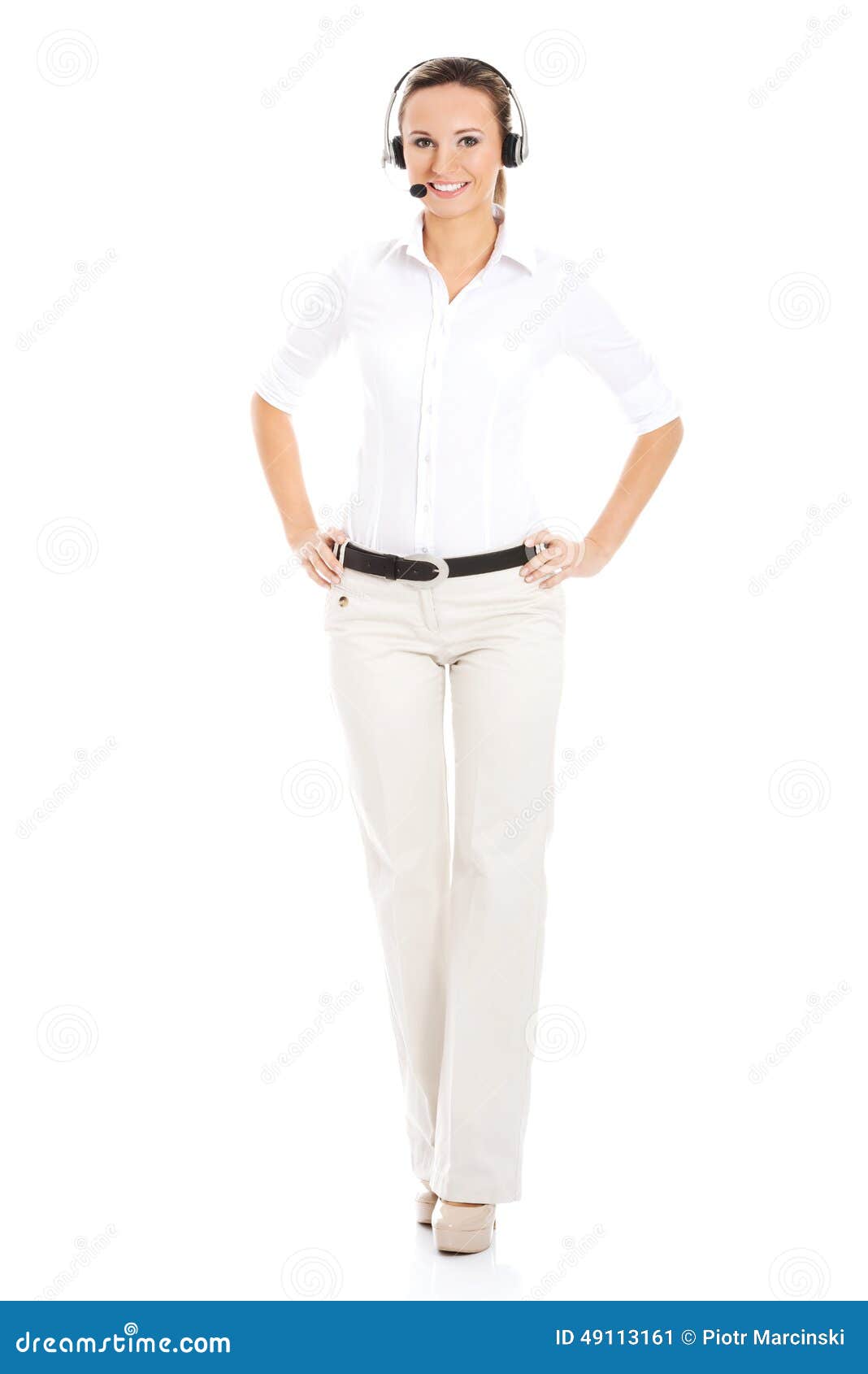 Smiling call center woman stock image. Image of business - 49113161