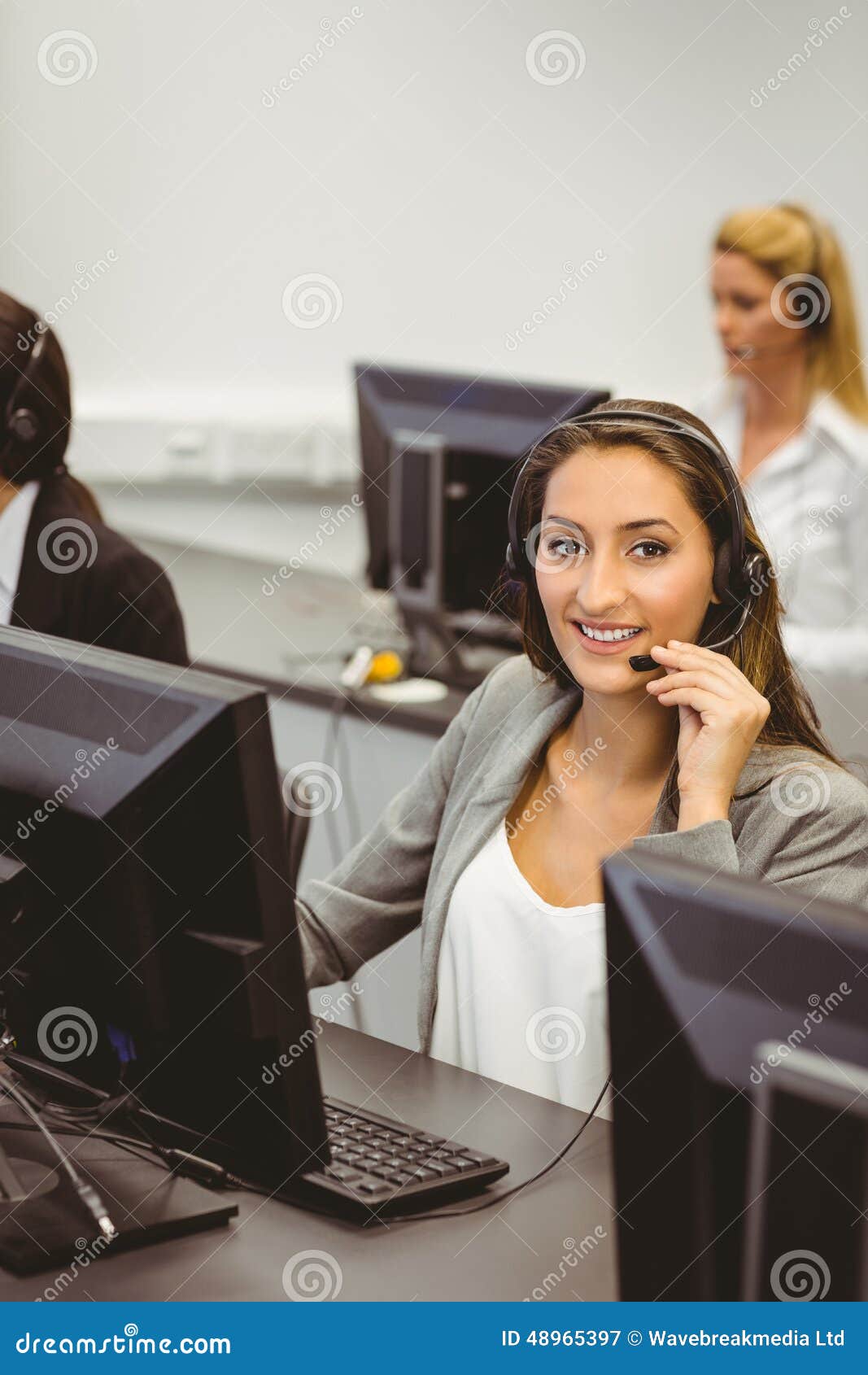 Smiling Call Centre Agent Talking on the Headset Stock Image - Image of ...
