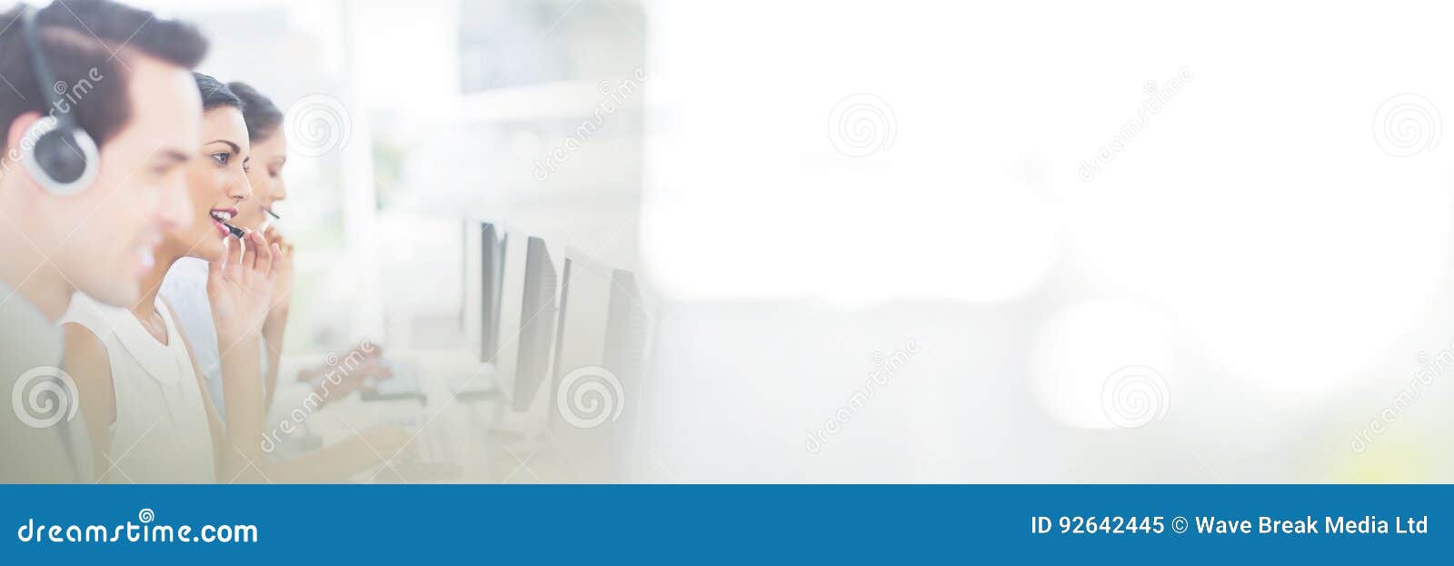 Smiling call centre agent stock image. Image of connection - 92642445