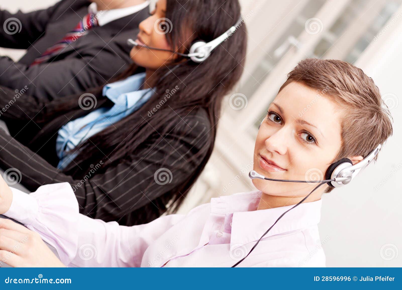 Smiling Callcenter Agent with Headset Support Stock Photo - Image of ...
