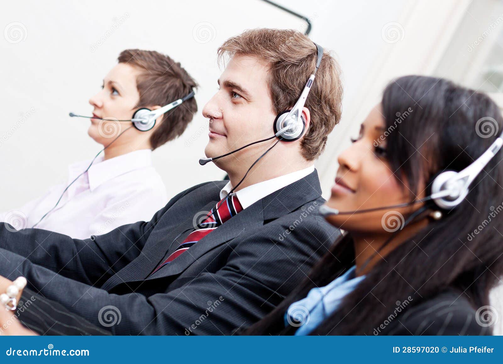 Smiling Callcenter Agent with Headset Support Stock Photo - Image of ...