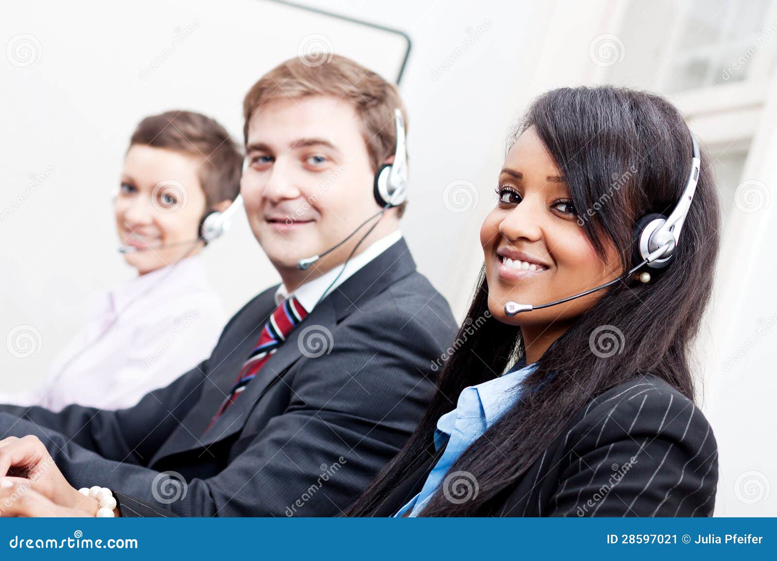 Smiling Callcenter Agent with Headset Support Stock Image - Image of ...