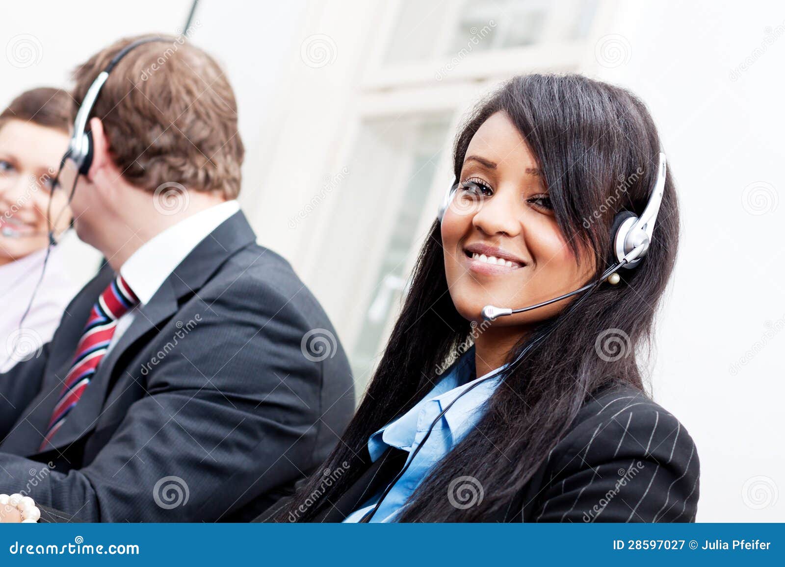 Smiling Callcenter Agent with Headset Support Stock Image - Image of ...