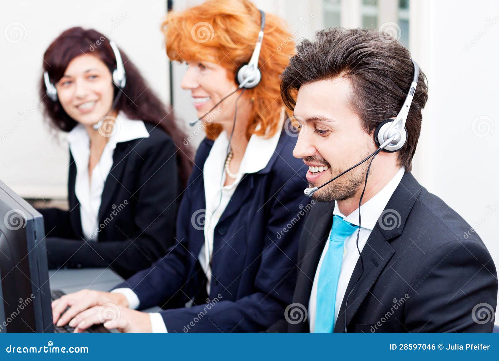 Smiling Callcenter Agent with Headset Support Stock Photo - Image of ...