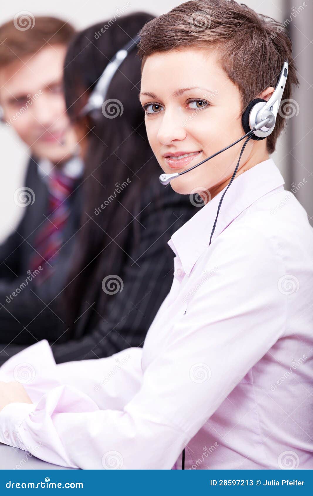 Smiling Callcenter Agent with Headset Support Stock Image - Image of ...