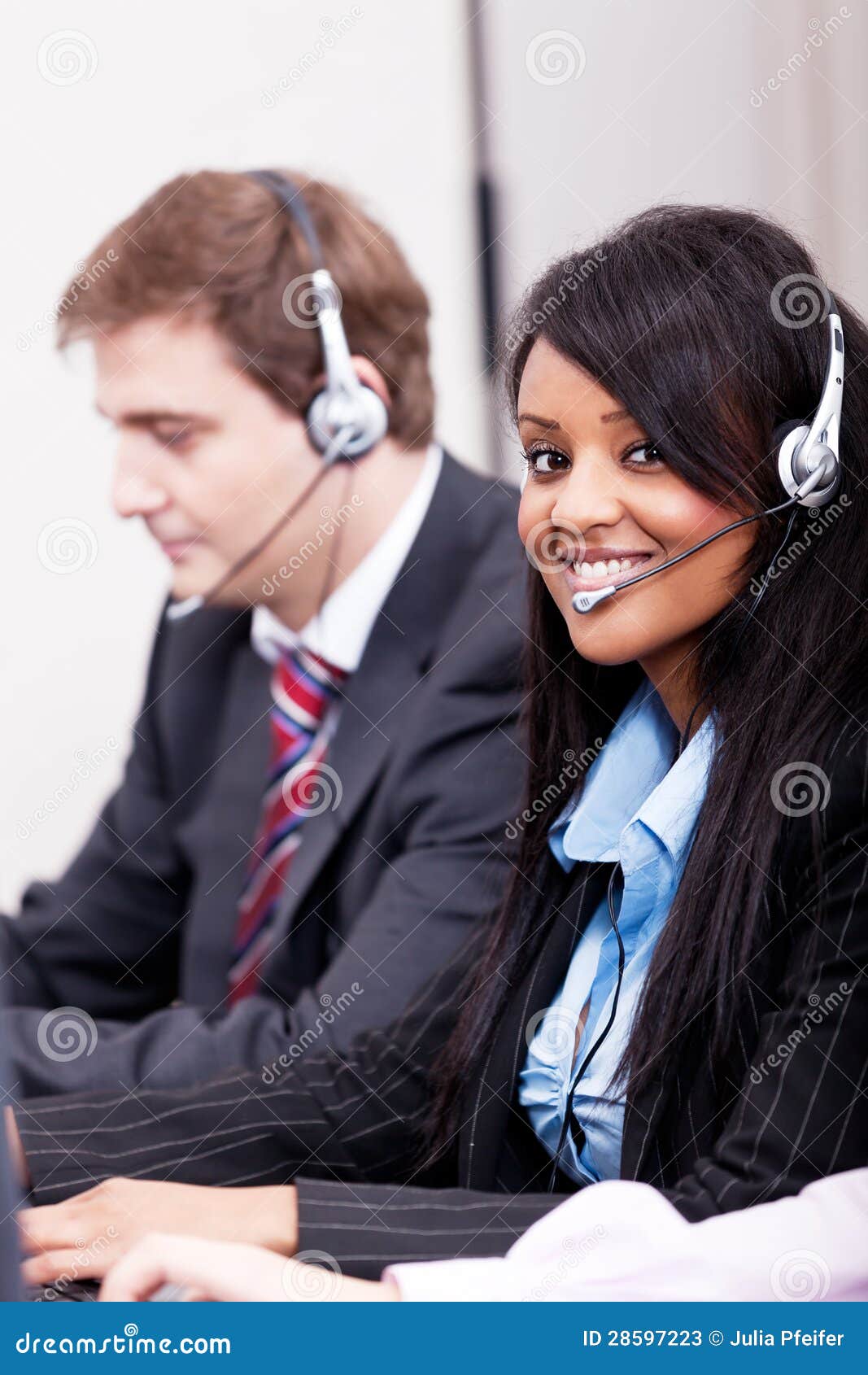 Smiling Callcenter Agent with Headset Support Stock Image - Image of ...