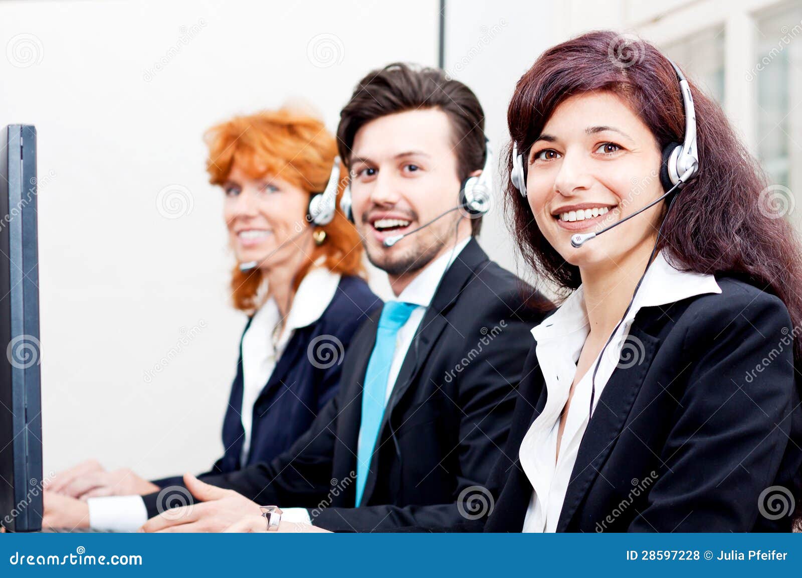 Smiling Callcenter Agent with Headset Support Stock Photo - Image of ...