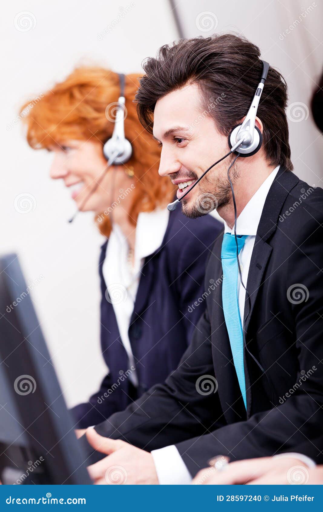 Smiling Callcenter Agent with Headset Support Stock Photo - Image of ...