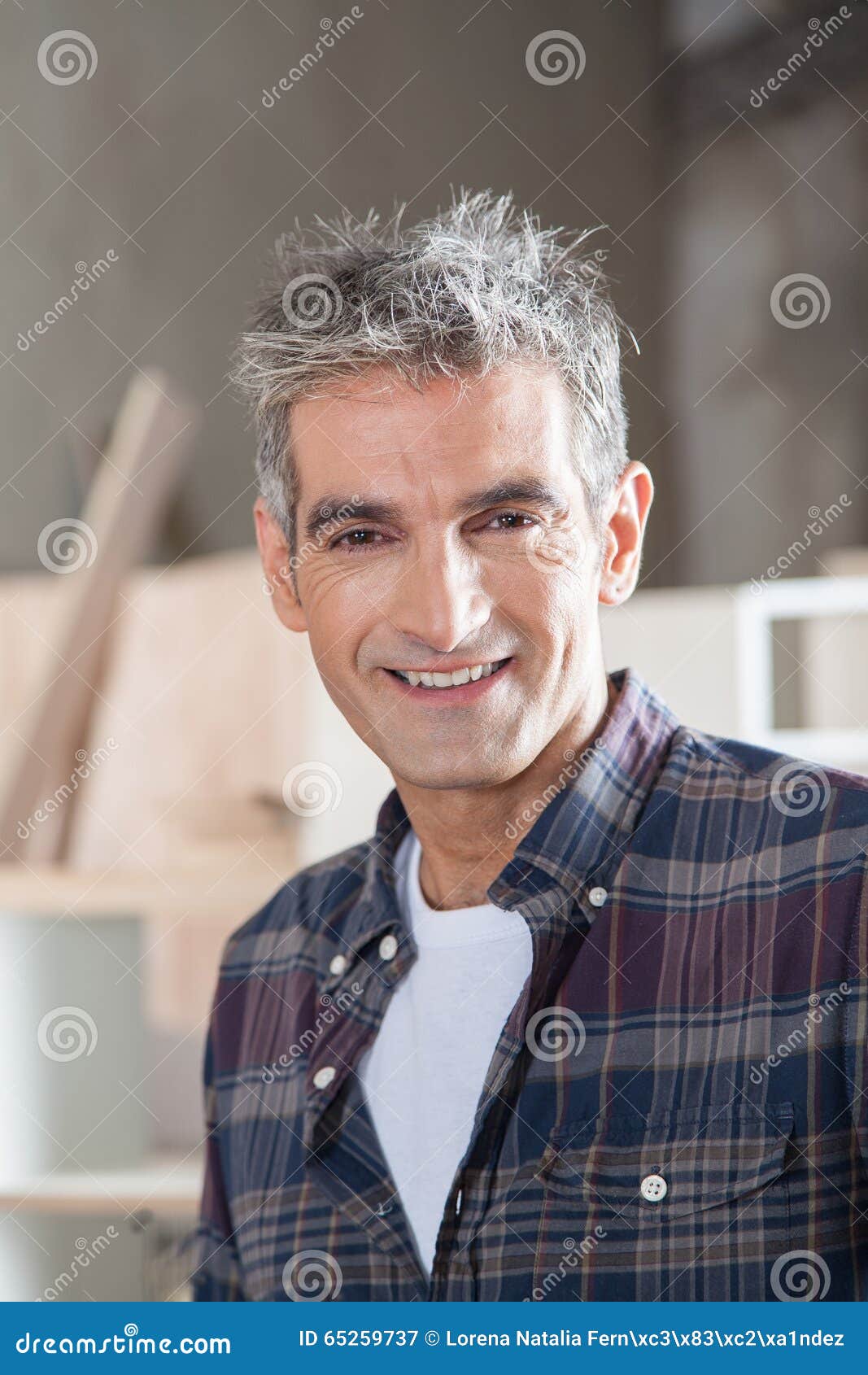 Smiling carpenter stock image. Image of builder, adult - 65259737