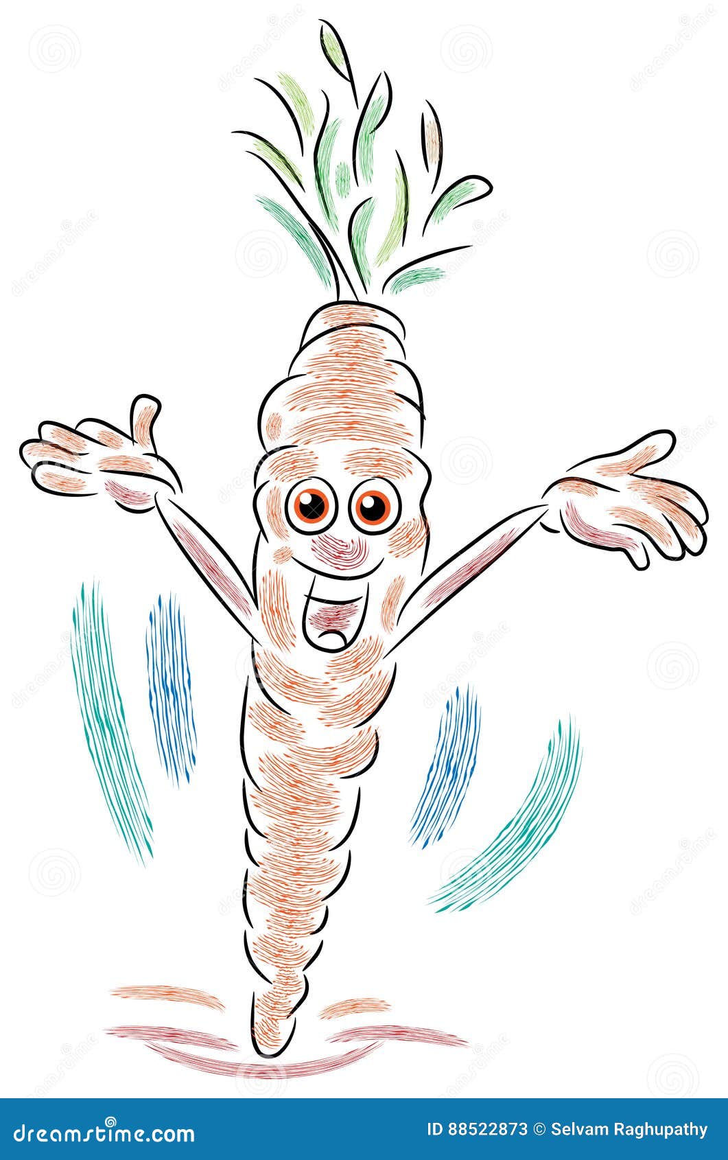 Smiling Carrot stock vector. Illustration of drawing - 88522873