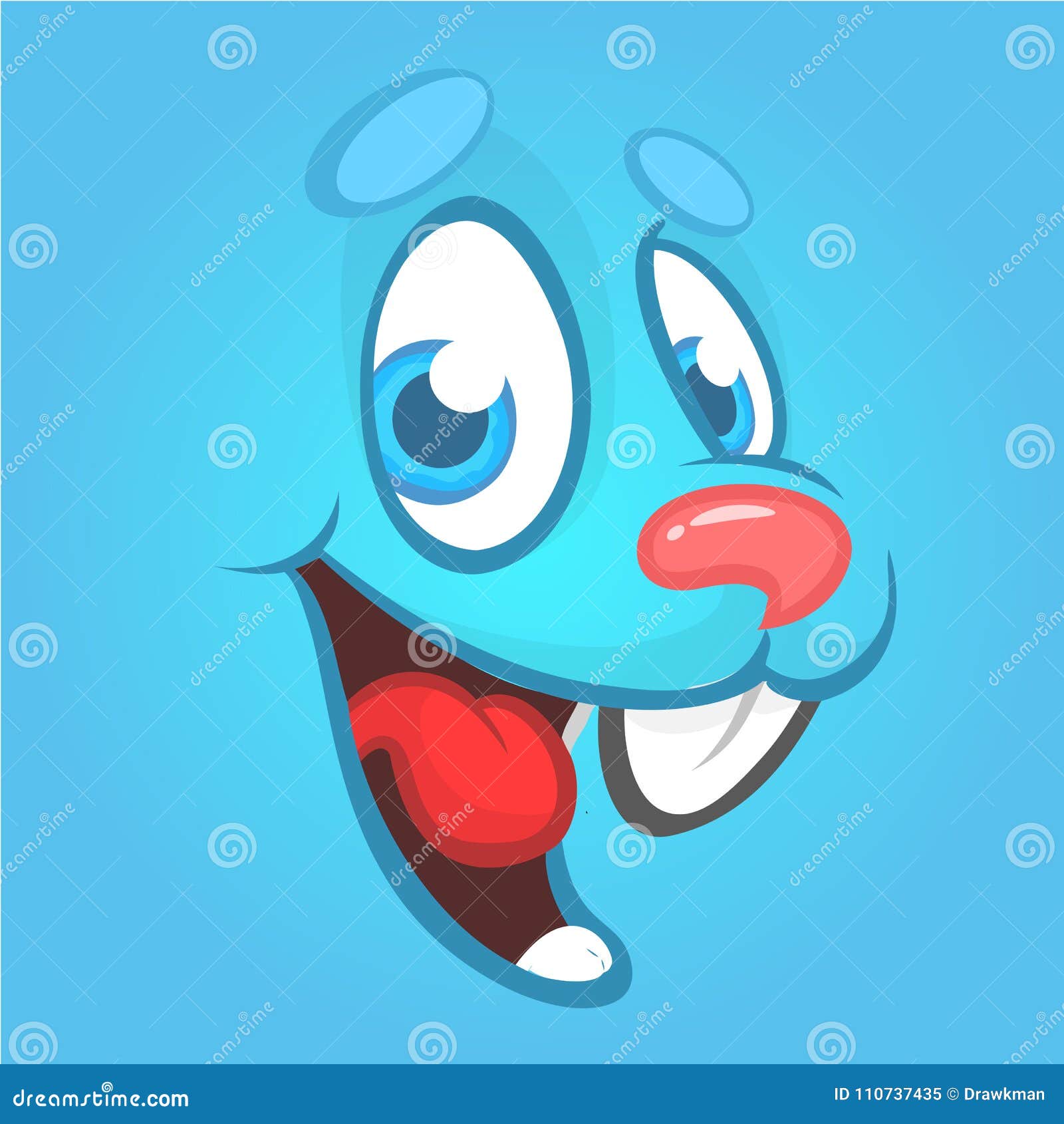 Smiling Cartoon Blue Rabbit Bunny Face Avatar. Vector Illustration ...