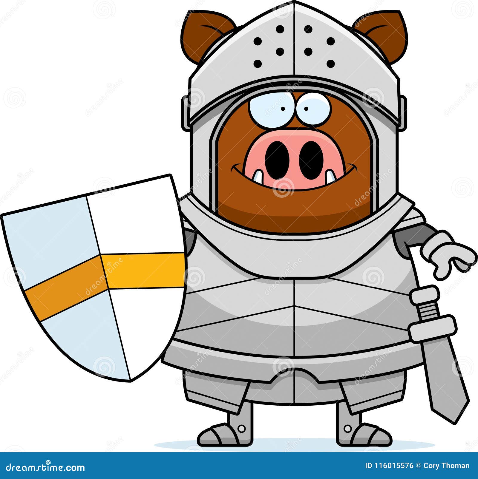 Smiling Cartoon Boar Knight Stock Vector - Illustration of sword, boar ...