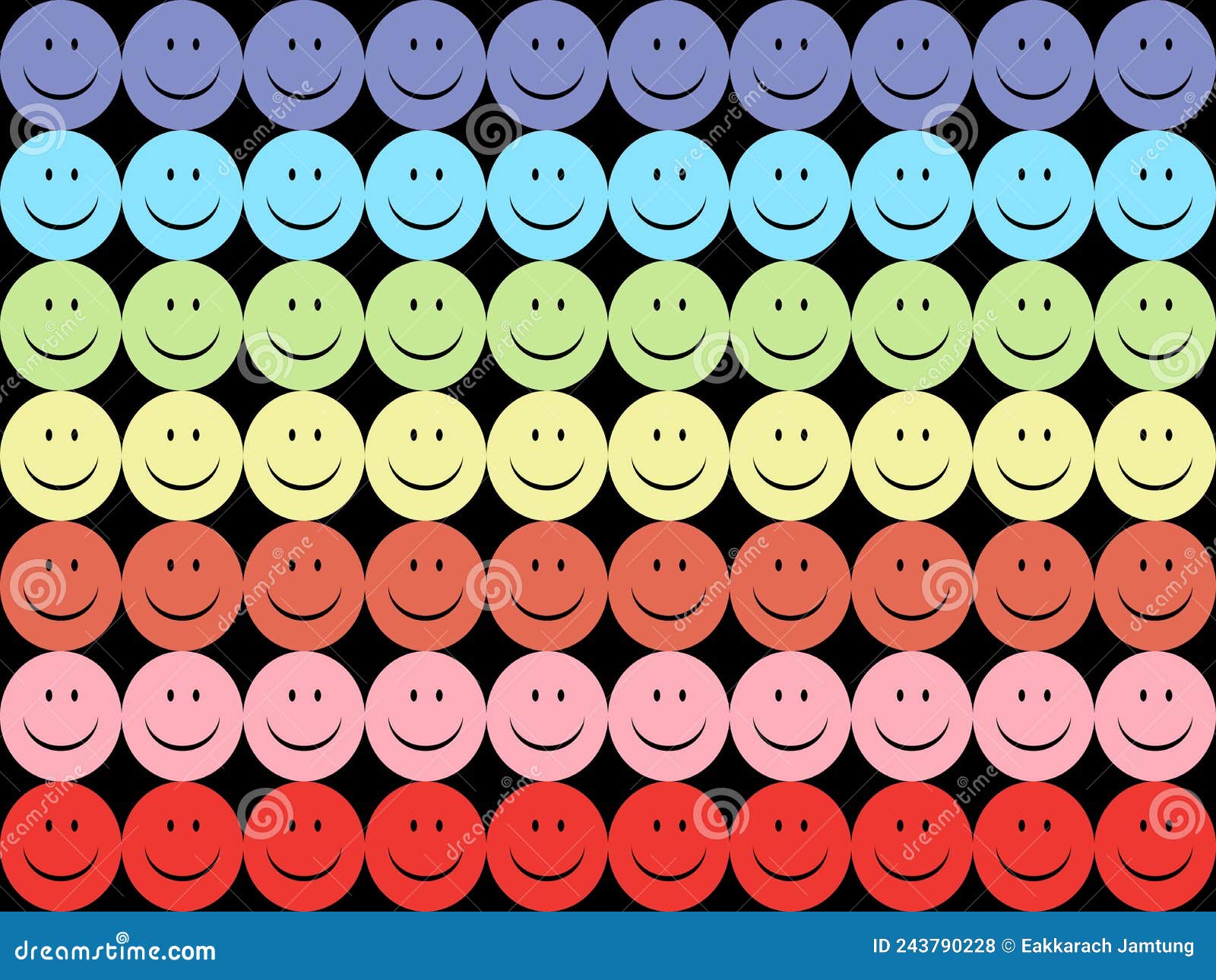 Smile Cartoon Character Seamless Pattern on Black Background.Pixel ...