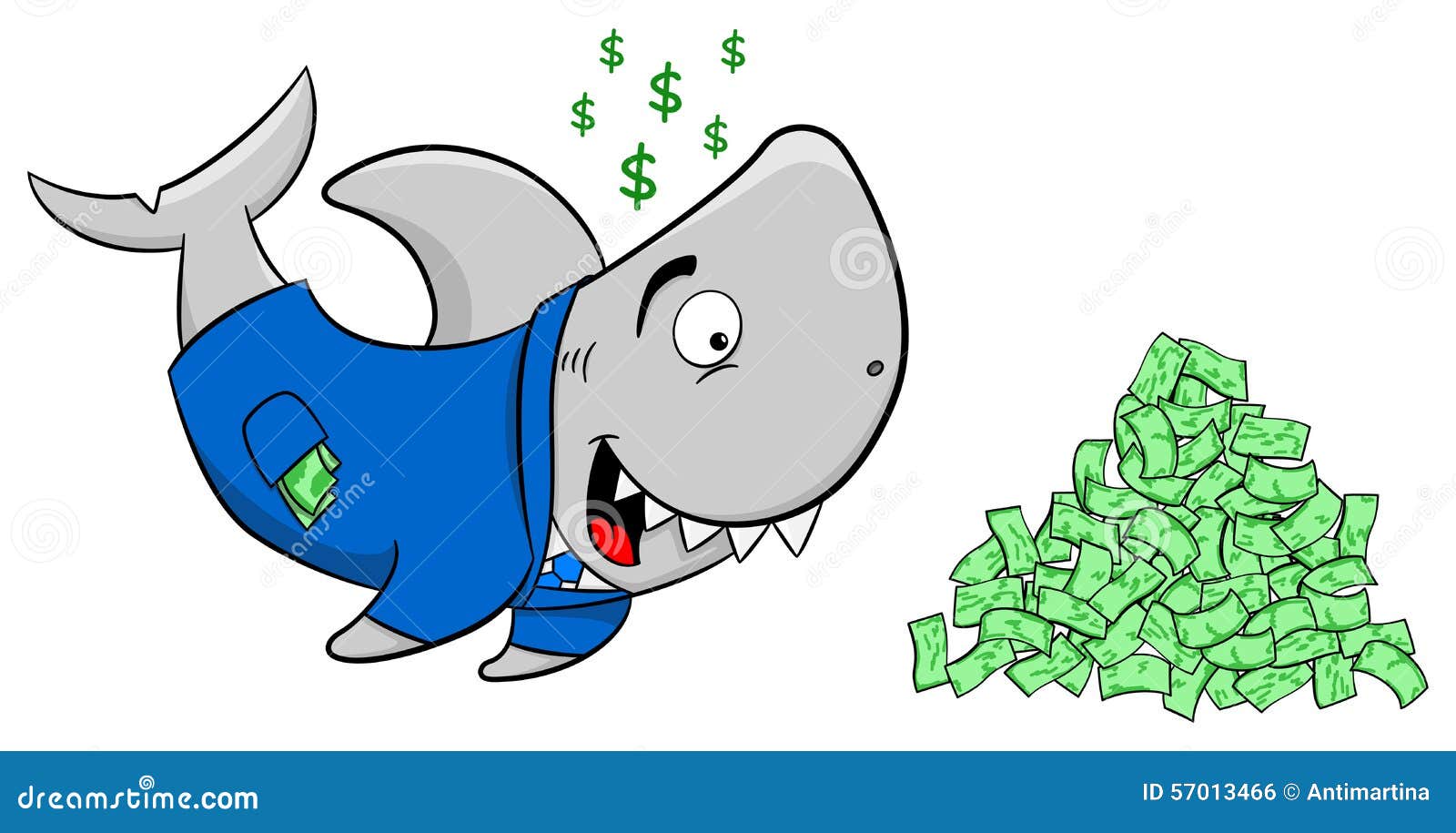 Smiling Cartoon Financial Shark Stock Vector - Illustration of banknote ...