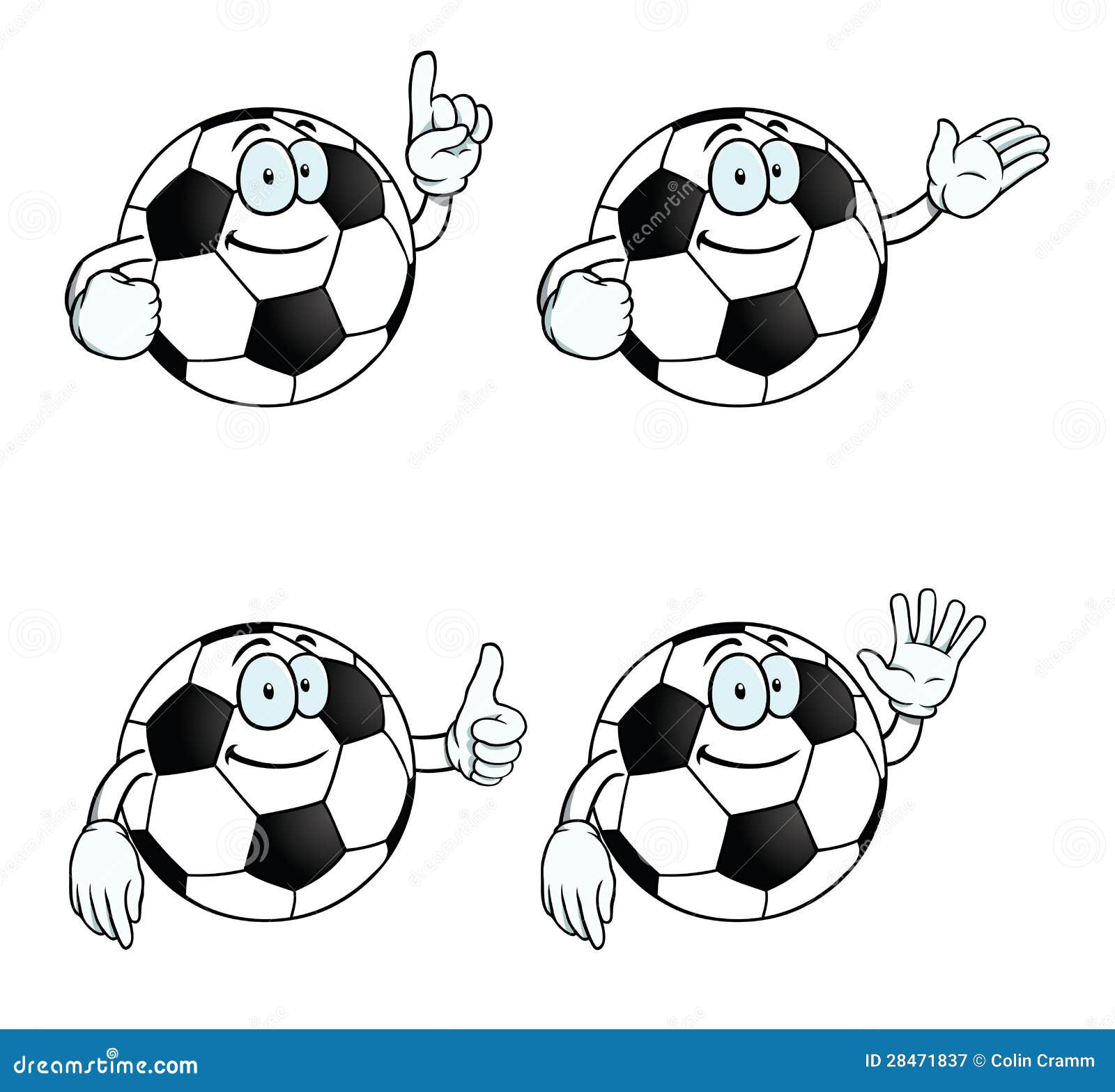 Smiling Cartoon Football Set Stock Vector - Illustration of face ...