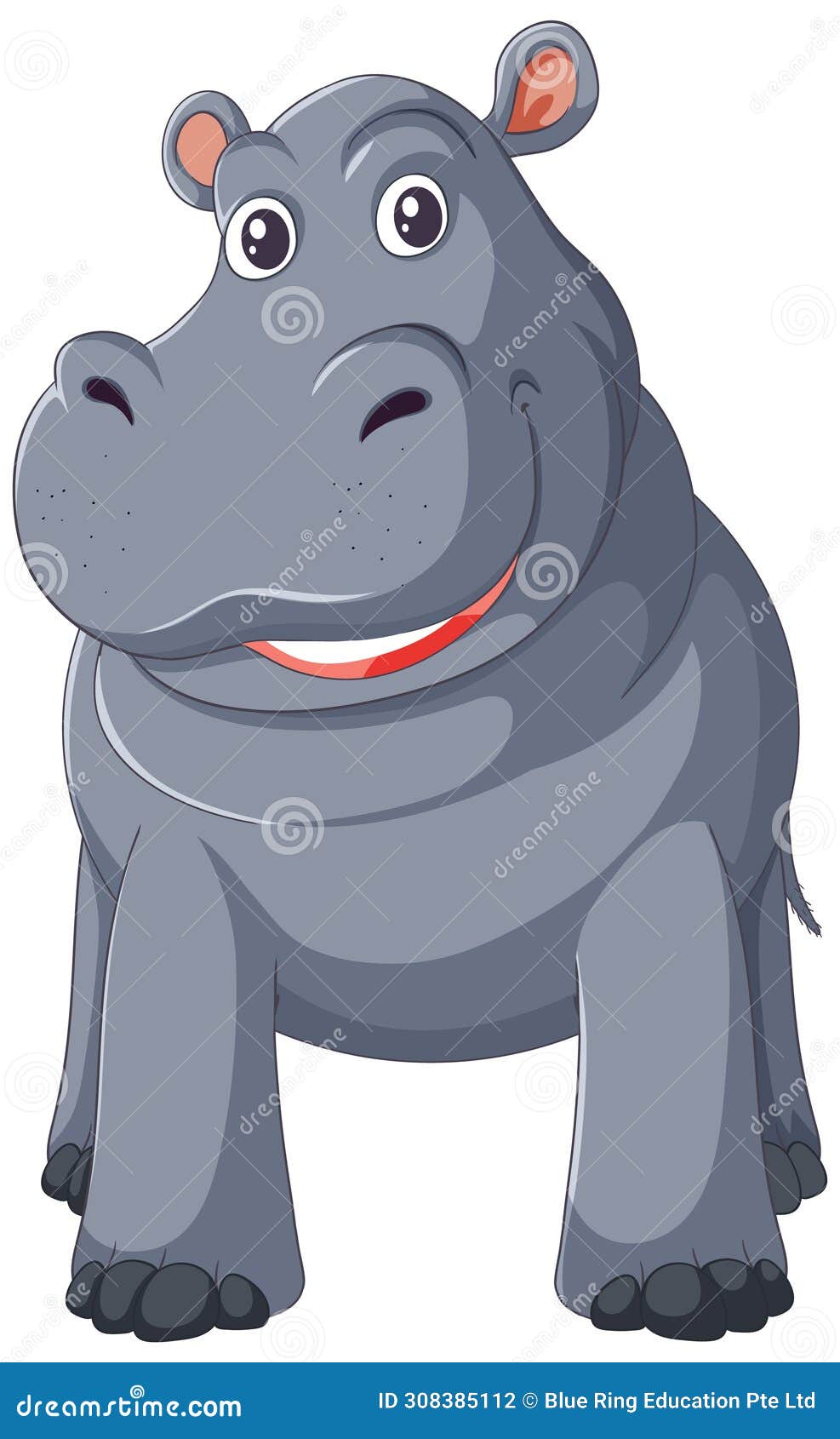 A smiling cartoon hippo stock vector. Illustration of character - 308385112