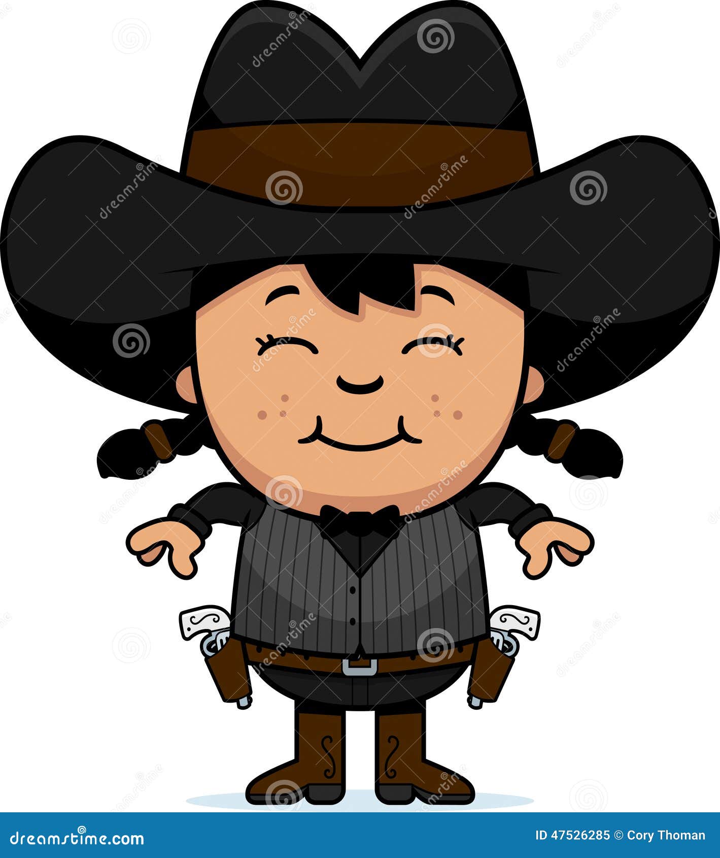 Smiling Cartoon Little Gunfighter Stock Vector - Illustration of ...