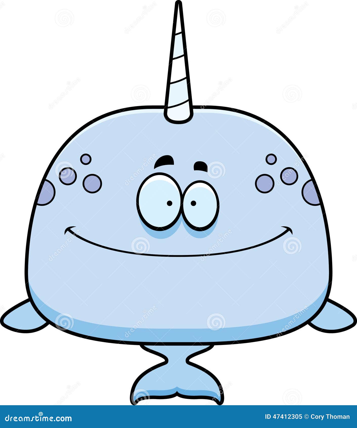 Smiling Cartoon Narwhal stock vector. Illustration of animal - 47412305
