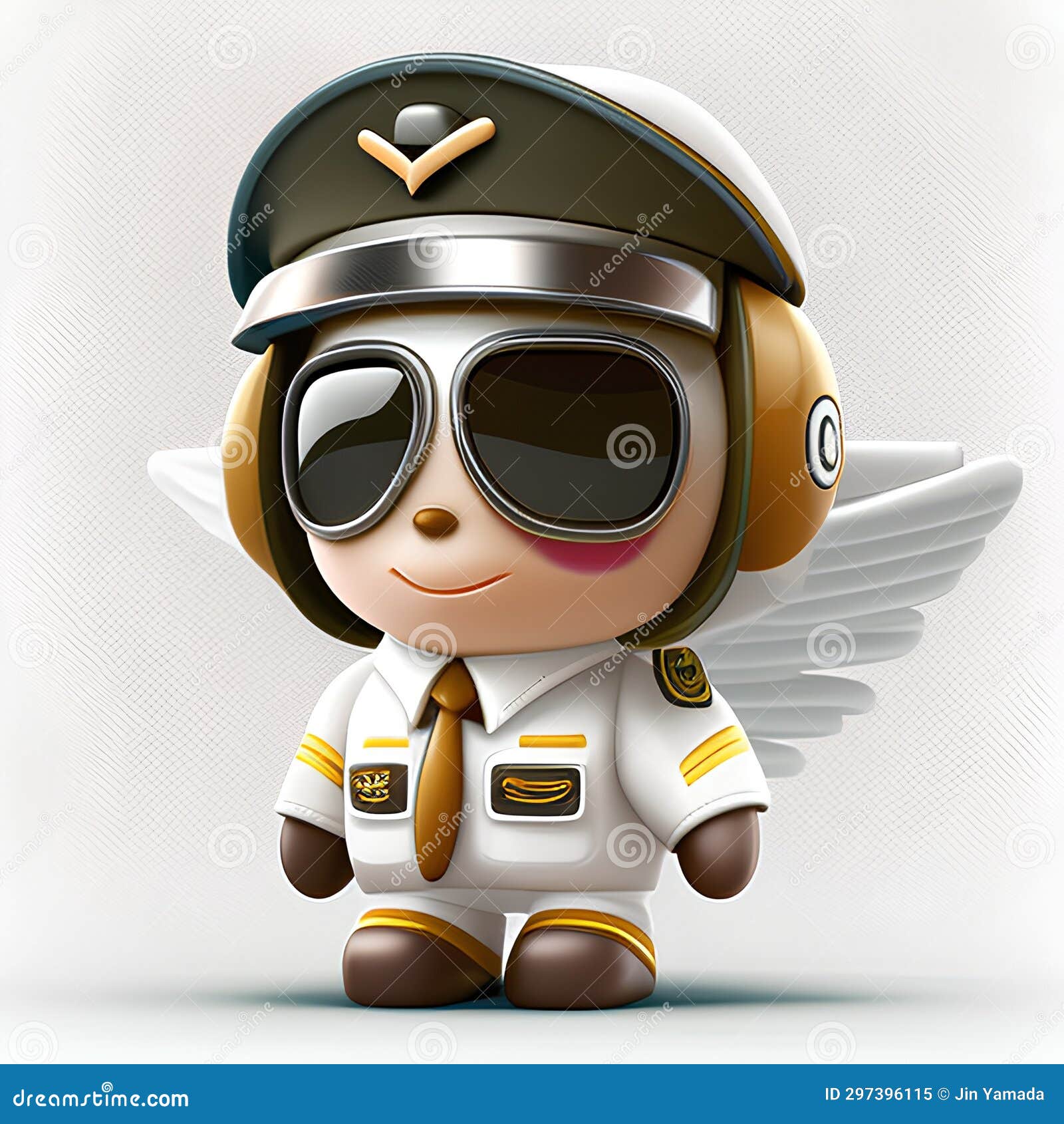 Smiling Cartoon Pilot in Uniform with Wings and Helmet. Vector ...