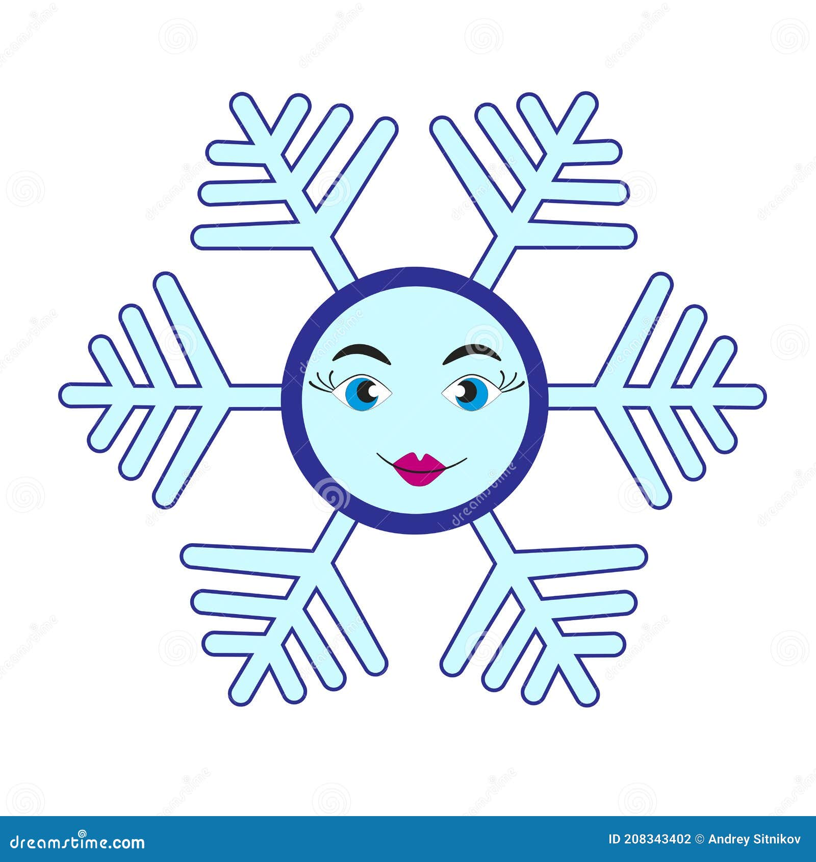 Smiling Cartoon Snowflake on a White Background. Stock Vector ...