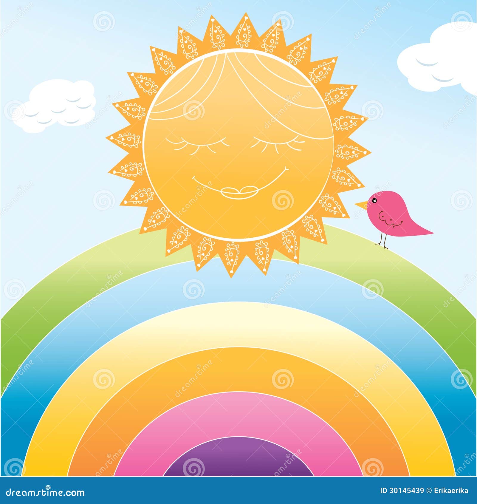 Cartoon sun and rainbow stock vector. Illustration of climate - 30145439